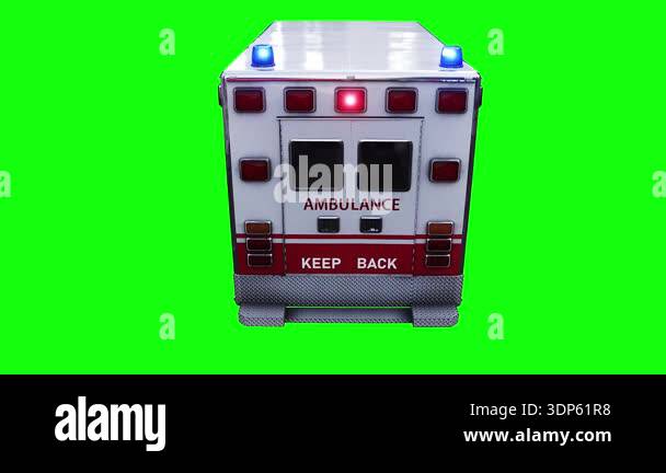 Ambulance green screen isolate. Realistic flashing lights Stock Video ...