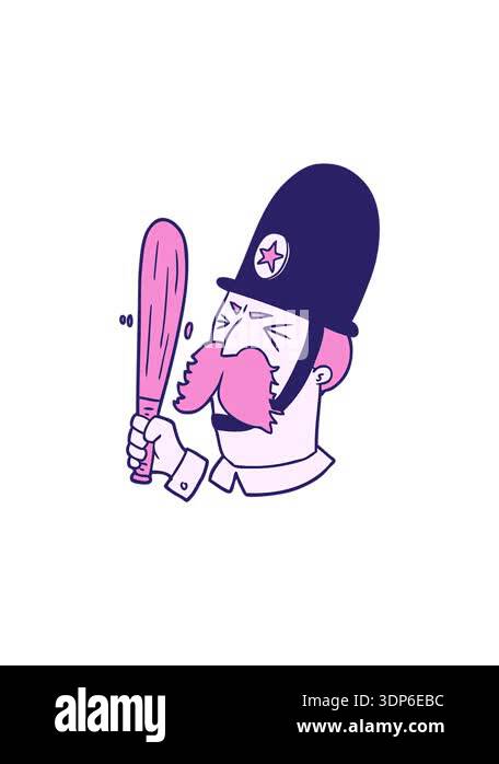 attention grabbing animation of cartoon policeman waving baton Stock ...