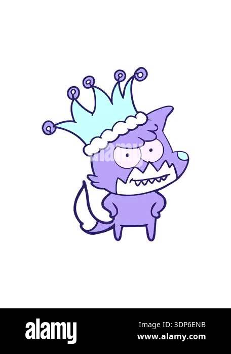 shivering motion animation of cartoon grinning fox in funny hat Stock ...