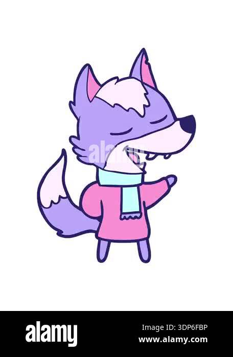 shivering motion animation of cartoon wolf in scarf laughing Stock ...