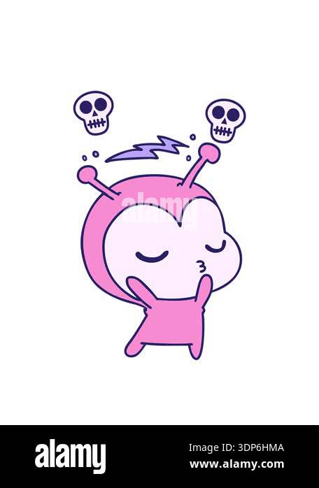 spinning skulls animation of freehand drawn cartoon of a cute kawaii ...