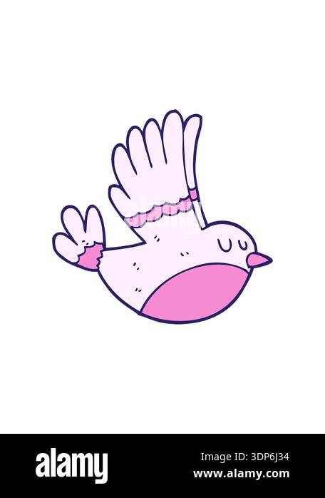 pressure popping animation of freehand drawn cartoon flying bird Stock ...