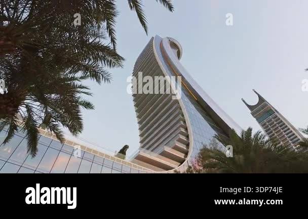 Doha, Qatar - 19th january, 2026: Timelapse zoom out Katara Towers in ...