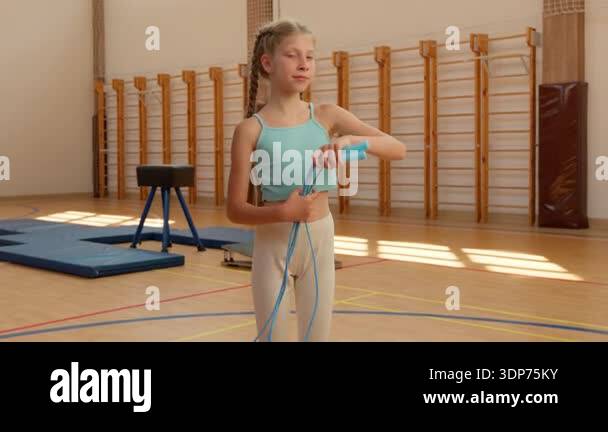Smiling happy cheerful Caucasian child kid girl little daughter pupil ...