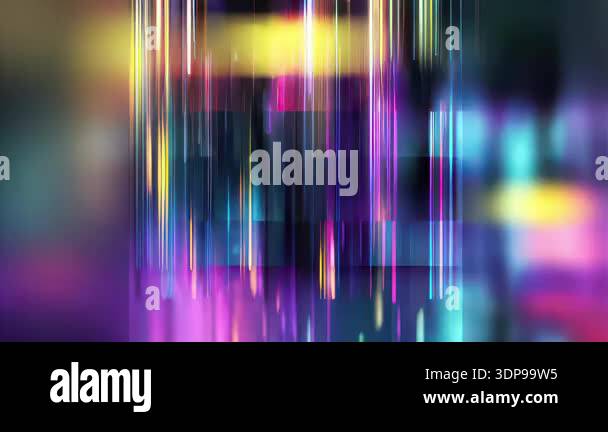 Vertical neon light columns, colorful glitch bars, digital chromatic ...
