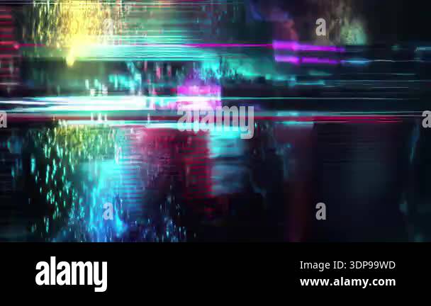 RGB Horizontal Glitch Streaks, Cyberpunk Digital Interference with ...