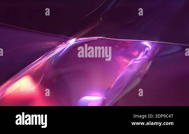Liquid metallic waves in magenta light, smooth chrome surface with ...