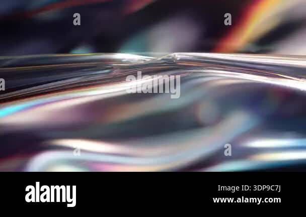 Liquid chrome surface with chromatic aberration, glitch interference ...