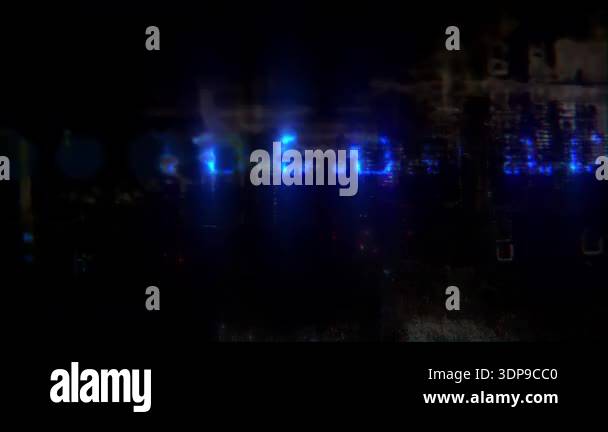 Blue neon horizontal light streak background, digital laser line glow ...