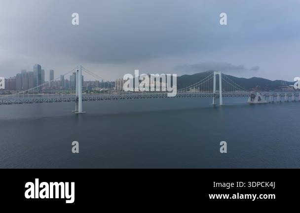 Aerial view of the Xinghai Bay Cross-sea Bridge in Dalian, Liaoning ...
