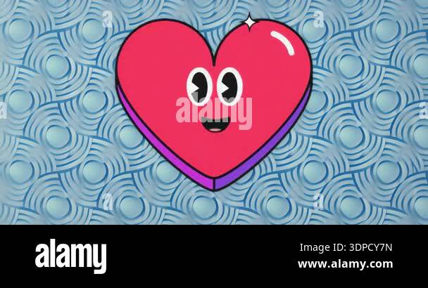 Red heart opening mouth, eyes popping blinking shifting smiling ...