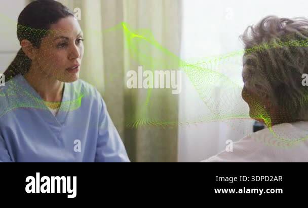 Nurse leaning forward listening as patient starting to explain health ...