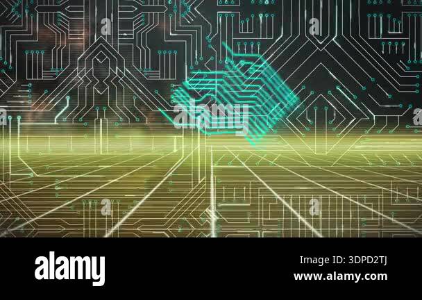 Animation of integrated circuit in digital space. Technics, hardware ...