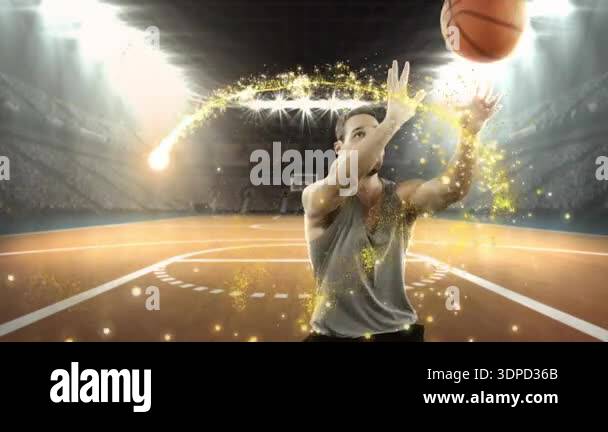 Basketball player using focused gaze and activating sports animation ...