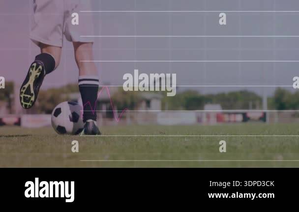 Female soccer player initiating dribble on turf, animated graphs ...