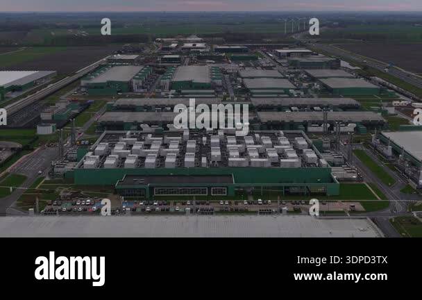 Aerial drone video of hyperscale data centers in Hollands Kroon ...