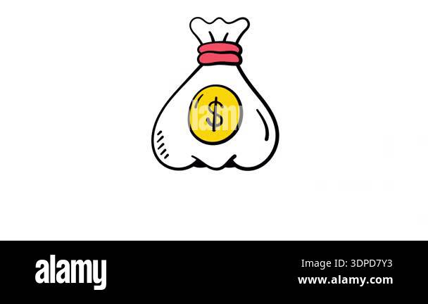 Creative business money bag animated icon for finance, savings, banking ...