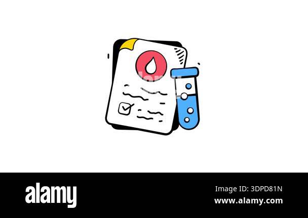 Hand drawn animated icon of blood report with test tube symbolizing ...
