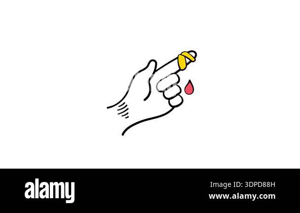 Get this creatively designed hand drawn animated icon of finger injury ...