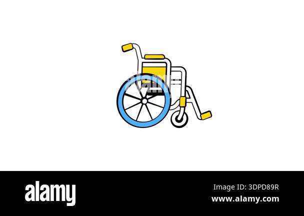 Wheelchair animated icon representing disability care, patient support ...