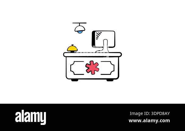 Hospital reception desk animated icon, healthcare service, patient ...