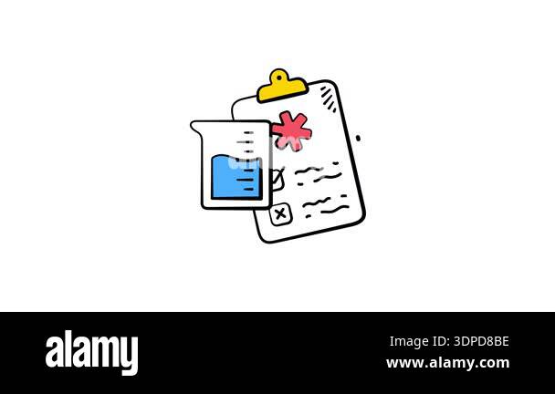 Hand drawn animated icon of blood report with test tube symbolizing ...