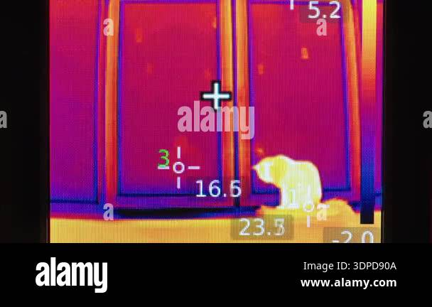 Technician Using Thermal Camera Scope, Scanning Windows Surface For ...
