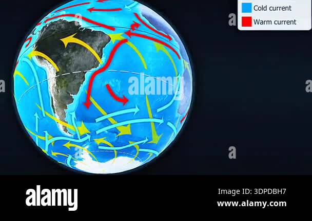 3d animation of cold and warm ocean currents 3D map showing global ...