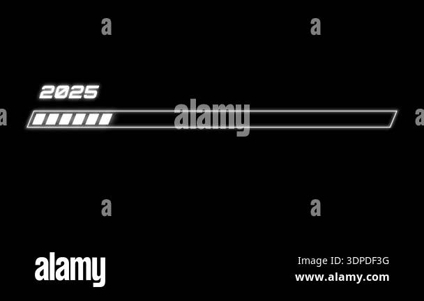 Animated timeline progress bar showing transition from 2025 to 2026 ...