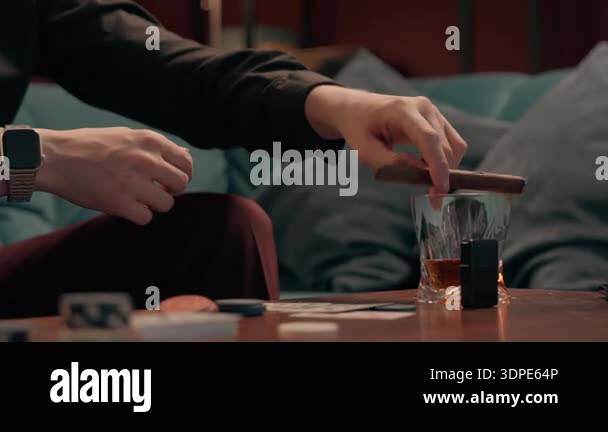 Unrecognizable drunk nervous stressed man gambler rubbing hands wait ...