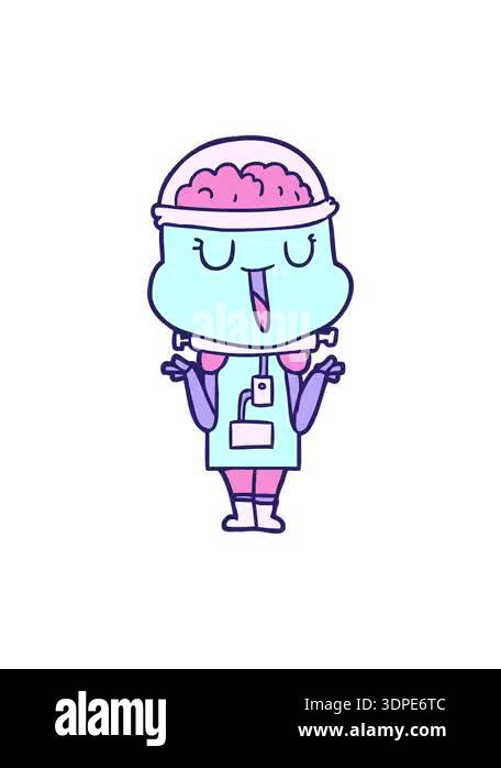 shivering motion animation of happy cartoon robot shrugging shoulders ...