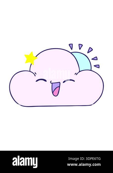 twinkling stars effect animation of hand drawn quirky cartoon sun and ...