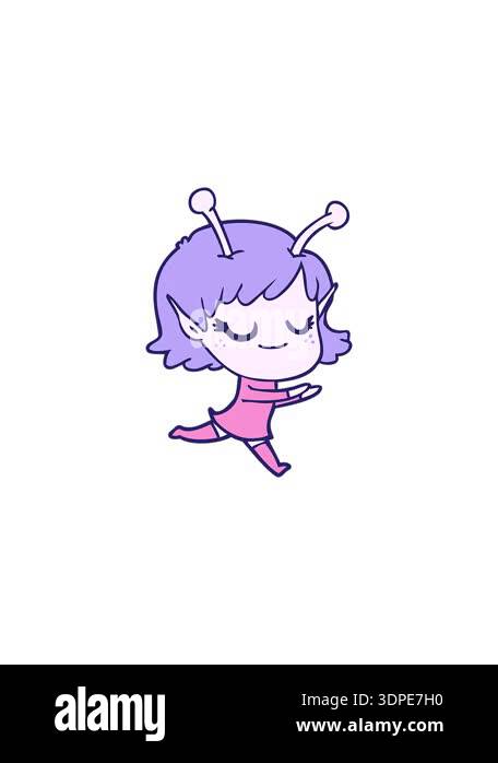 sales flash animation of smiling alien girl drawing Stock Video Footage ...