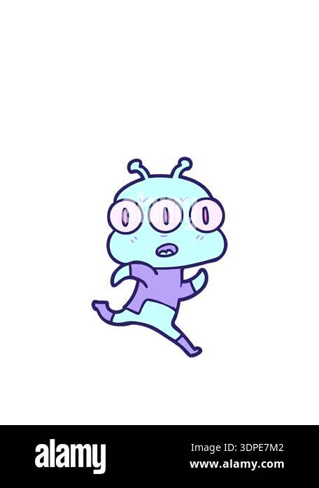 rise and float animation of cartoon three eyed alien Stock Video ...
