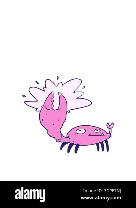 stretching up animation of cartoon crab with big claw Stock Video ...
