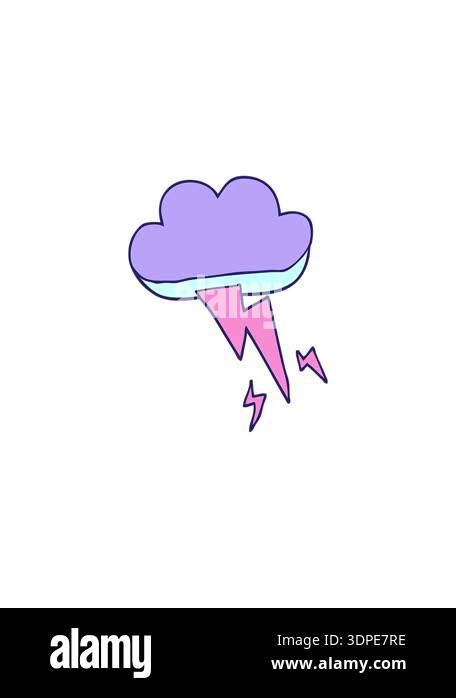 sales flash animation of cartoon doodle thundercloud and lightning ...