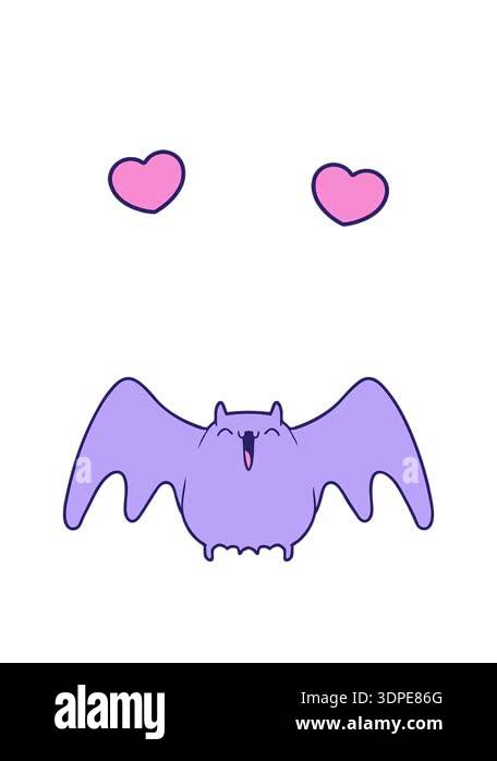 spinning hearts animation of spooky cartoon bat Stock Video Footage - Alamy