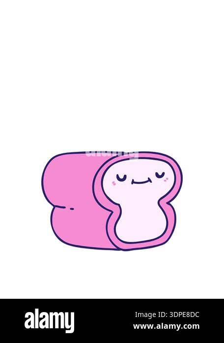 jumping motion animation of cartoon loaf of bread with happy smile ...