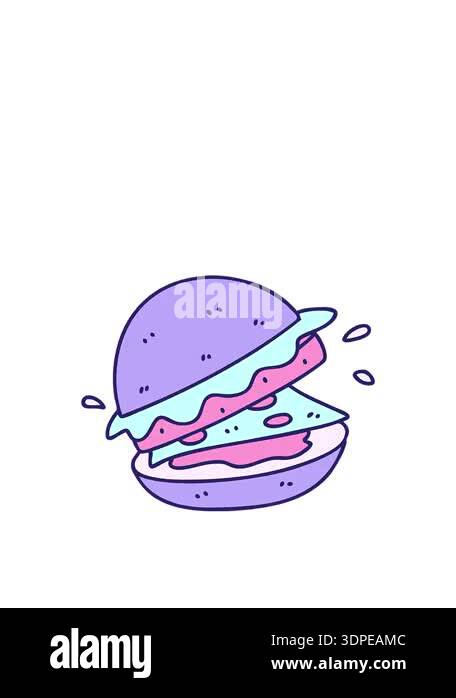 jumping motion animation of tasty burger cartoon Stock Video Footage ...