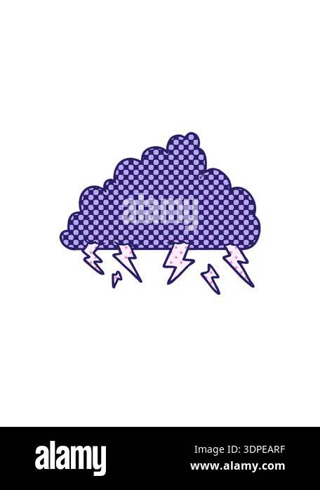 radioactive glowing animation of cartoon of thunder cloud Stock Video ...