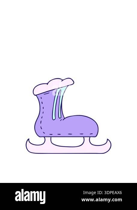 jumping motion animation of hand drawn cartoon doodle of an ice skate ...