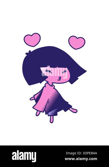 spinning hearts animation of gradient cartoon illustration of a cute ...