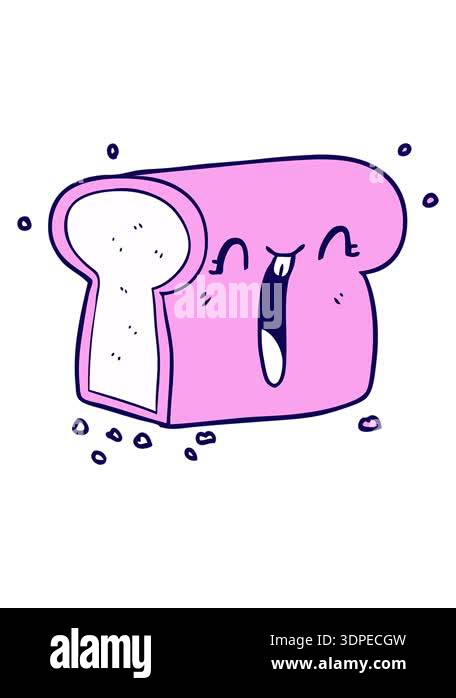 neon light effect animation of cartoon laughing loaf of bread Stock ...