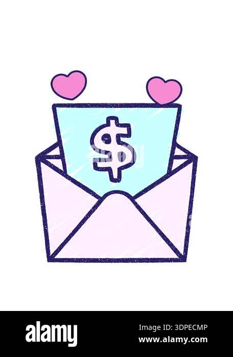 spinning hearts animation of Money Posted Chalk Drawing Stock Video ...