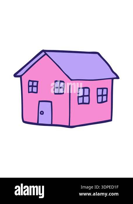 shaking motion animation of cartoon doodle traditional house Stock ...