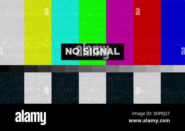 A retro television screen displaying a 'NO SIGNAL' message with classic ...