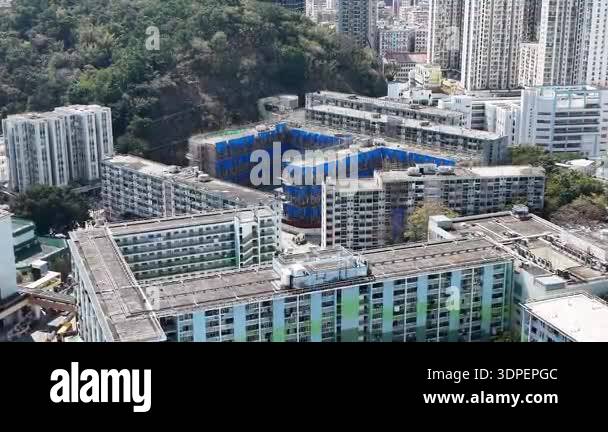 Nam Shan Estate blocks sit beside Shek Kip Mei, Feb 11 2026 Stock Video ...