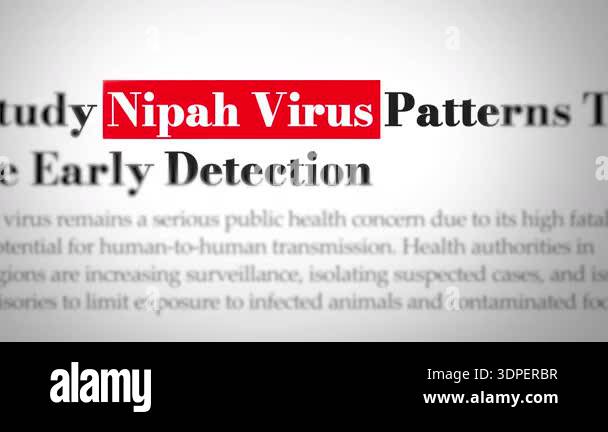 Nipah virus response emphasized in bold red on blurred background ...