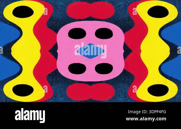 Symmetrical Surreal 2D Pattern with Pink Center and Yellow Organic ...