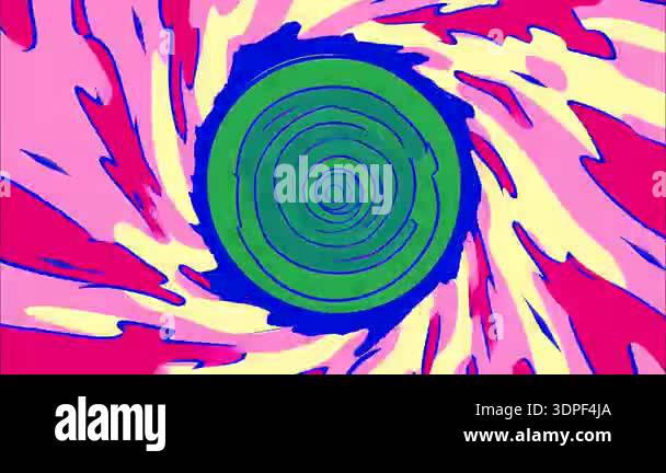 Green And Blue Spiral With Pink Splash Shapes, Psychedelic Cartoon ...